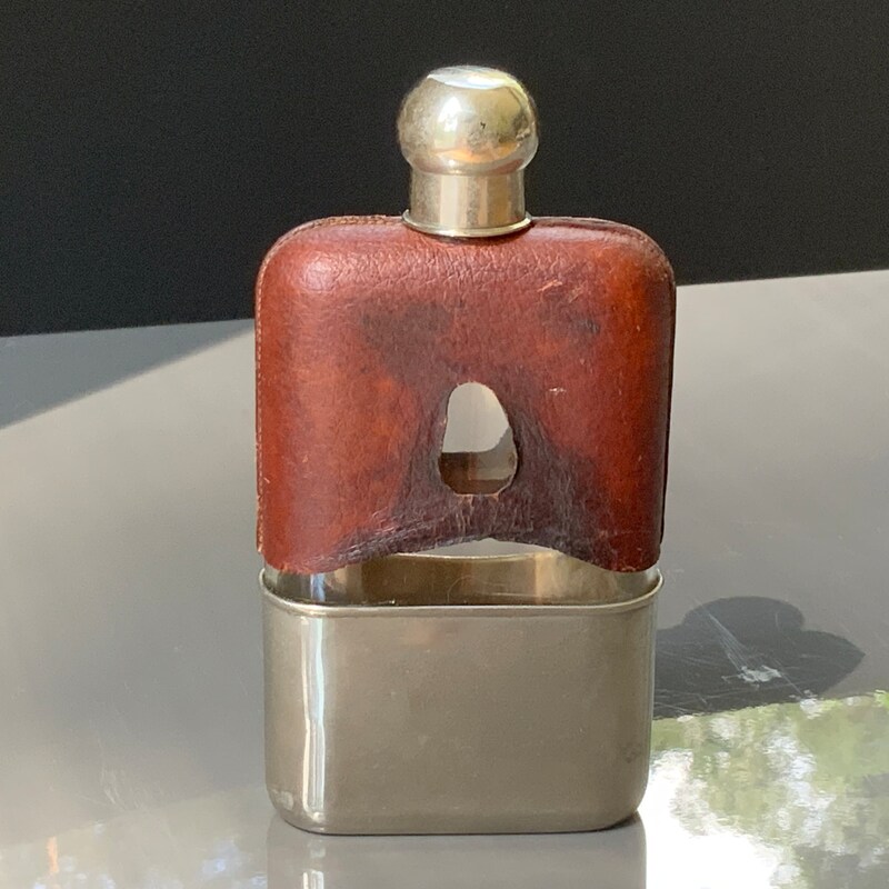 Antique Glass Leather Flask - Etsy