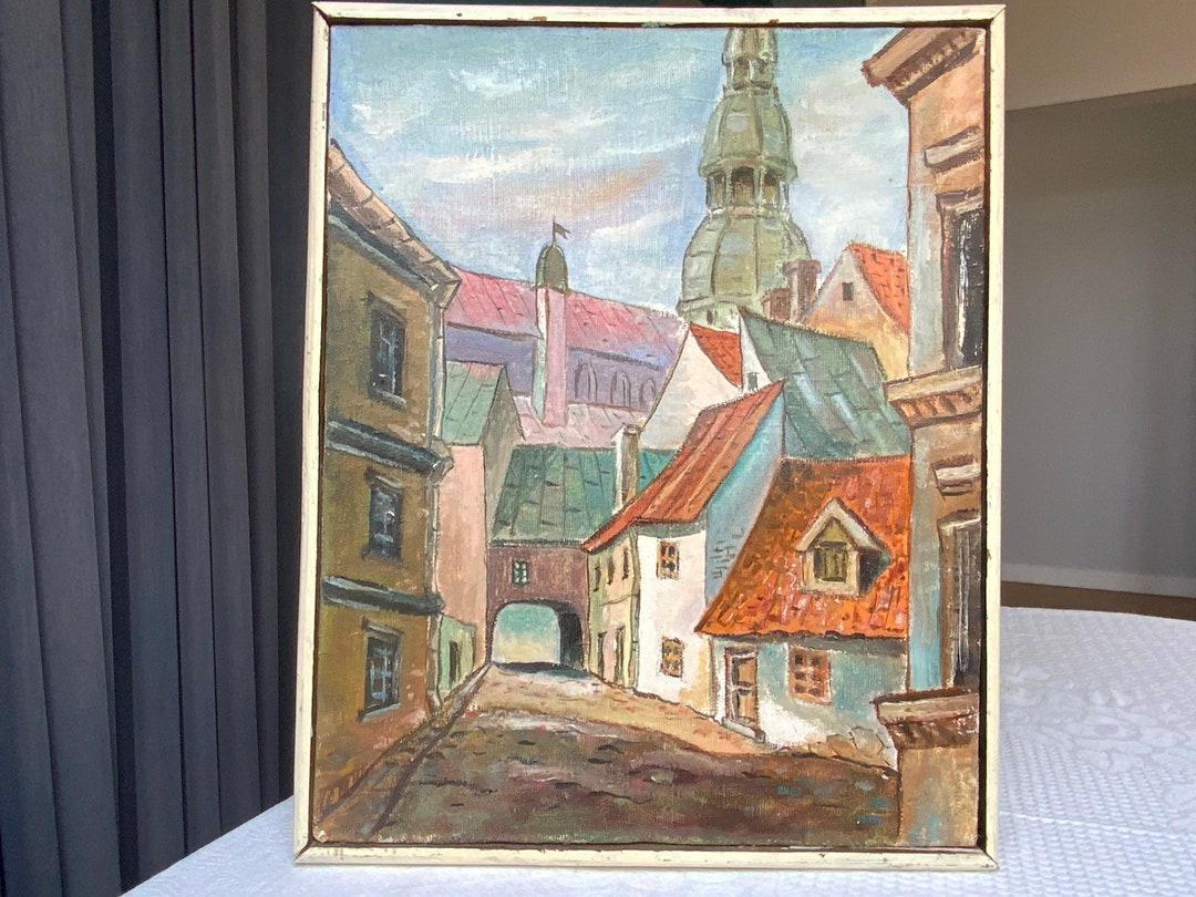 Riga Cathedral Oil Painting Original Artwork, Old City Riga - Etsy
