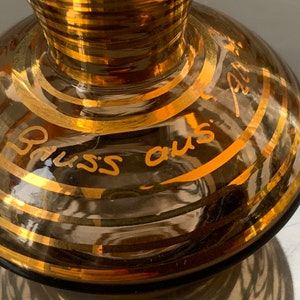 Vintage Very Small Amber Color Glass Vase, Gold-rimmed Glass, Gold Trim ...