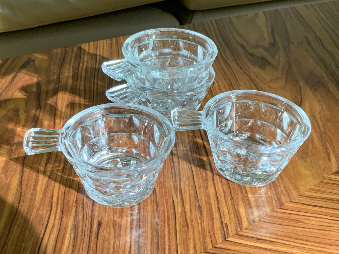 4x Open Cut Glass Salt Cellars or Cups Vintage, With Handles - Etsy