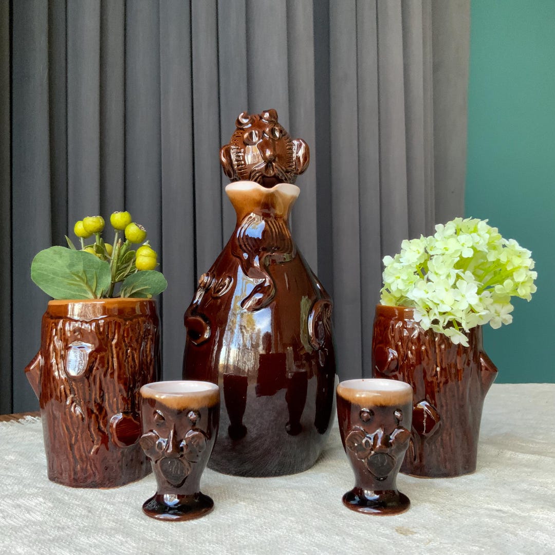 Ceramic Devil Decanter Devil Face, 2x Vodka Shot Glasses With Devil ...