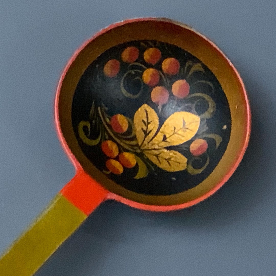 Vintage Khokhloma Wooden Ladle, Hand-painted Folk Art - Etsy