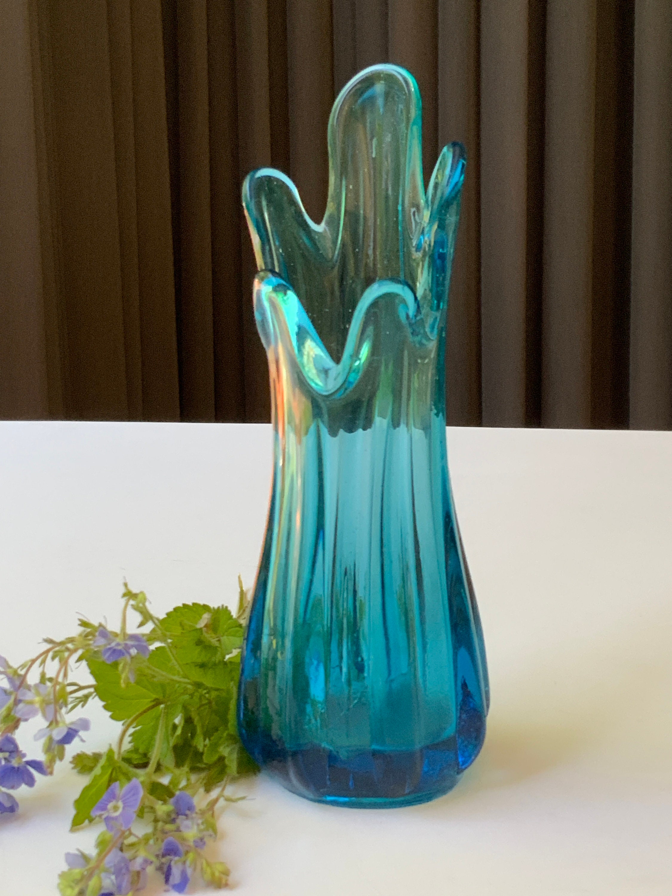 Small Blue Glass Vase - Etsy