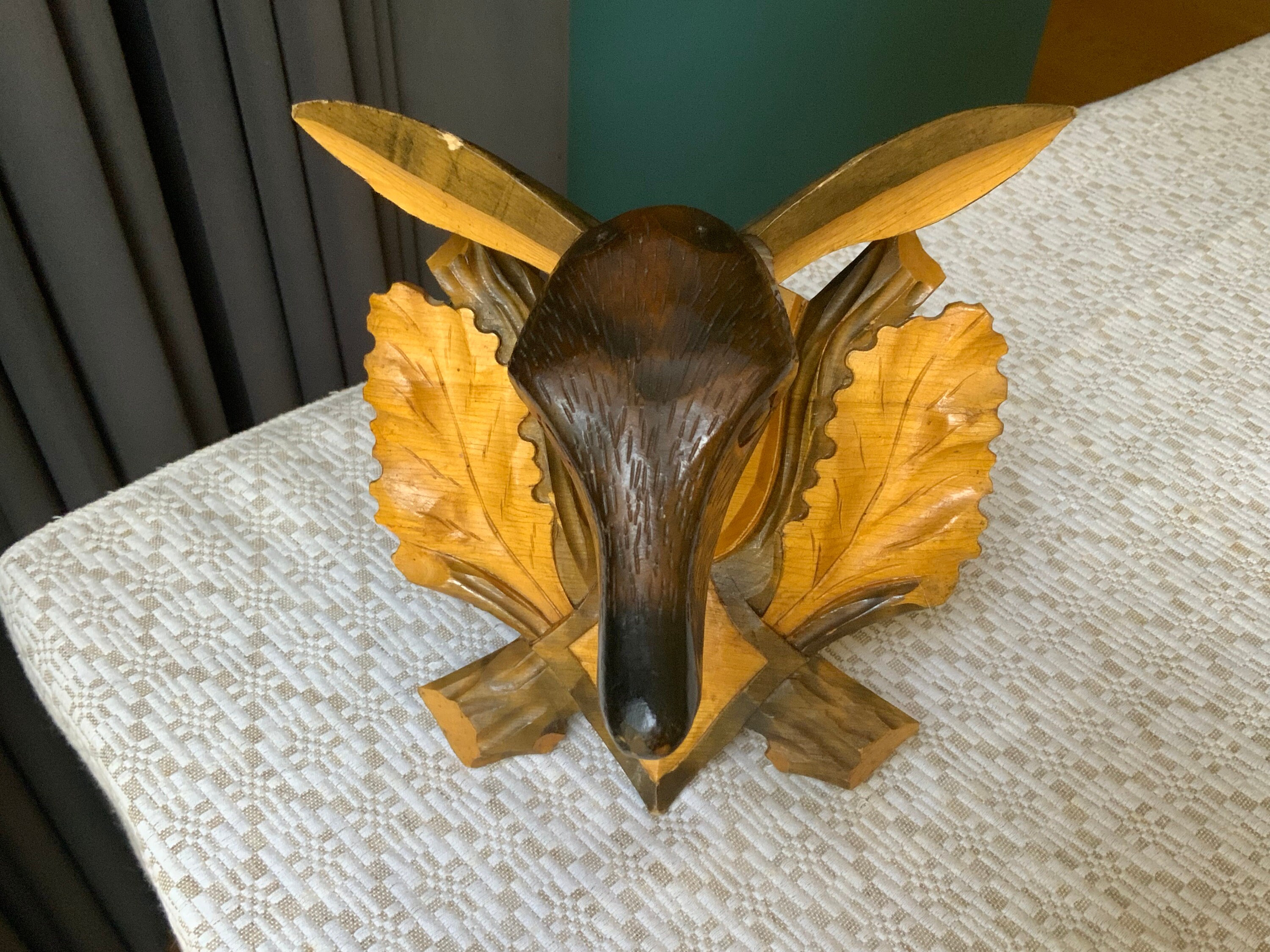 Hand Carved Wood Roe Deer on Shield - Etsy