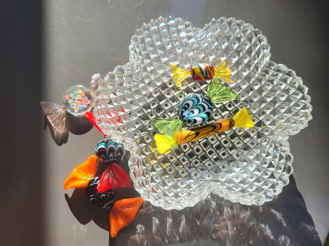 Crystal Waffle Glass Candy Dish: Ruffled Edge Vintage Dessert Bowl - Etsy