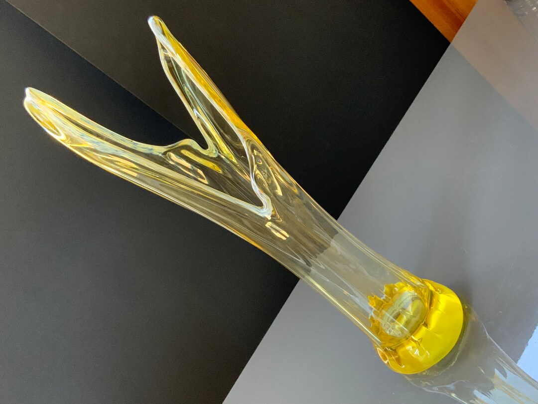 Yellow Color Glass .16.7 in Tall , Art Glass Vase - Etsy