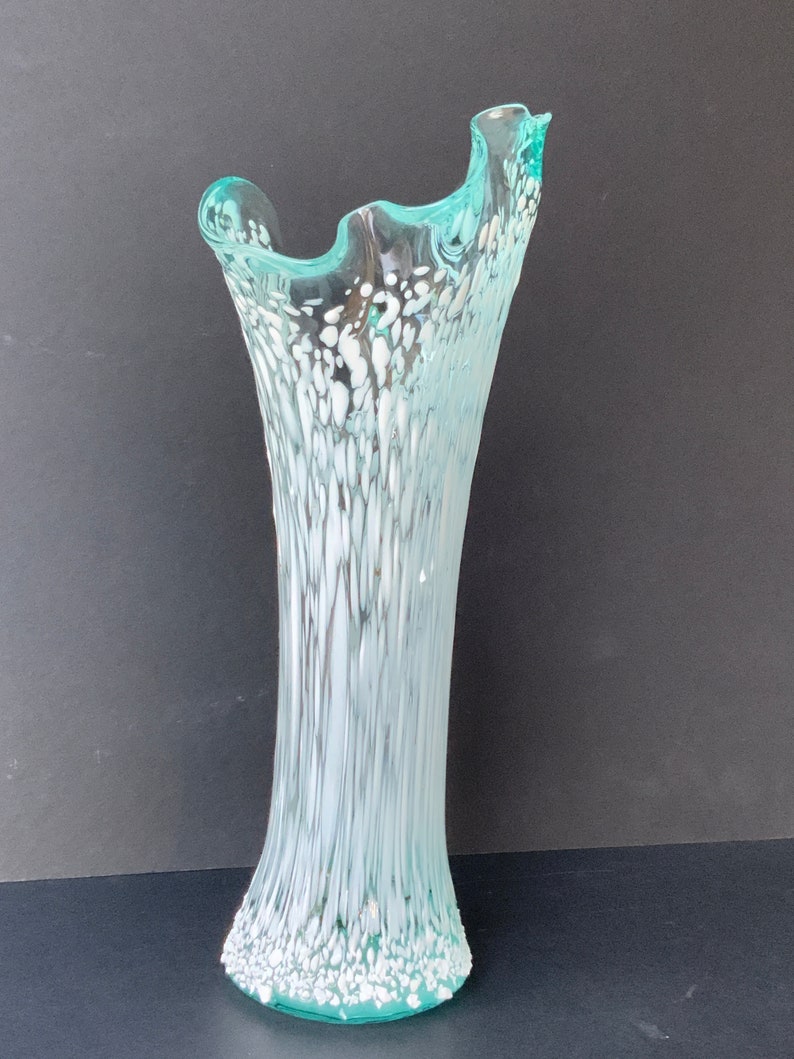 Heavy AQUA BLUE Vase Vintage Glass Vase Light Green Blue - Etsy