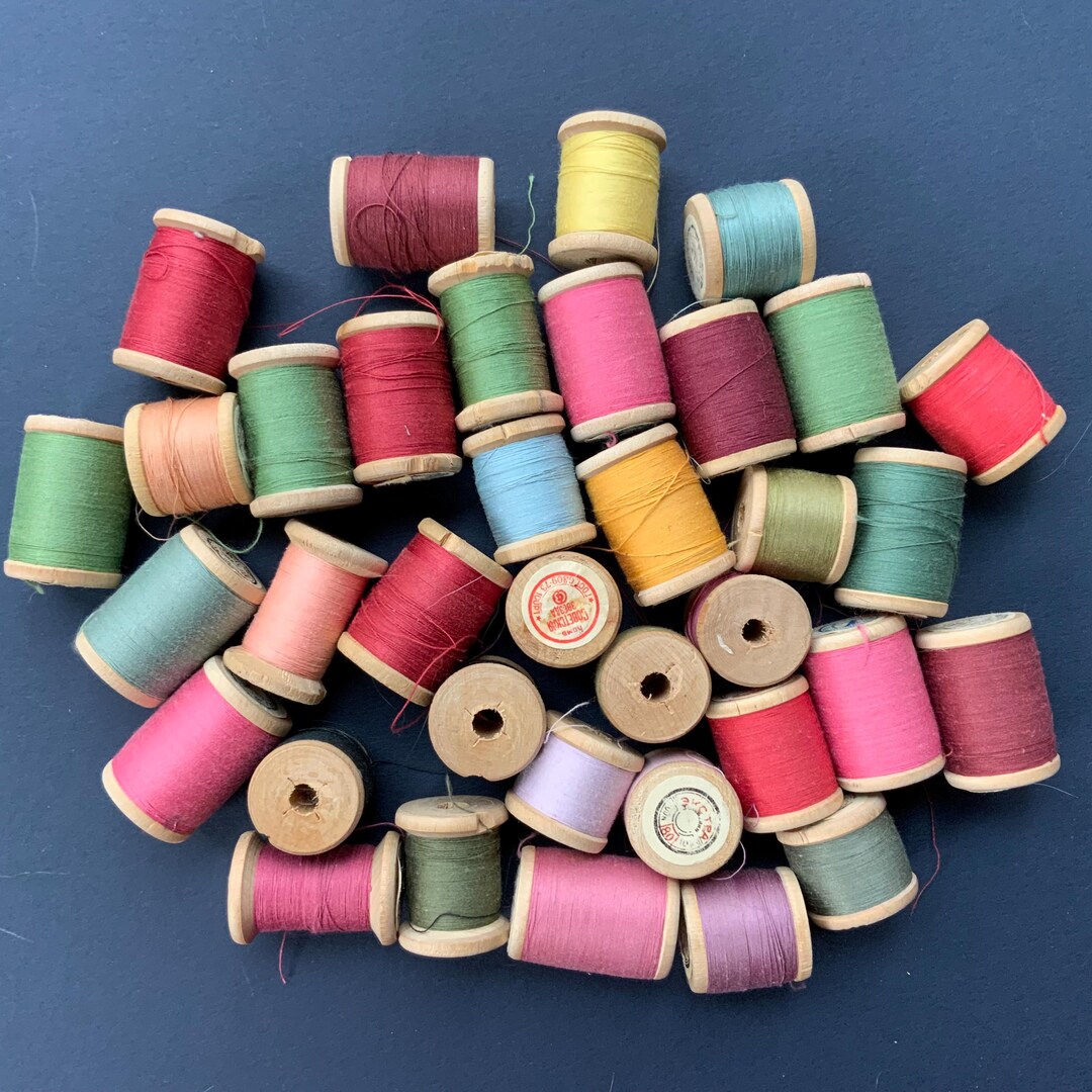 Organic 400gr/ 8.3lb, Set of USED Wooden Spools, Cotton Thread Rollers ...