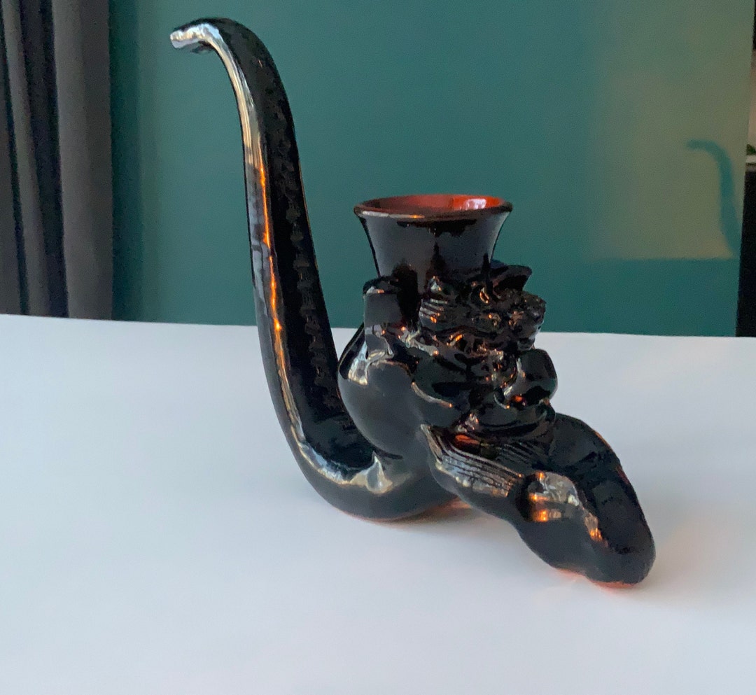 DEVIL PIPE Latvian Vintage, Ceramic Pipe With Devils Face, Handmade ...