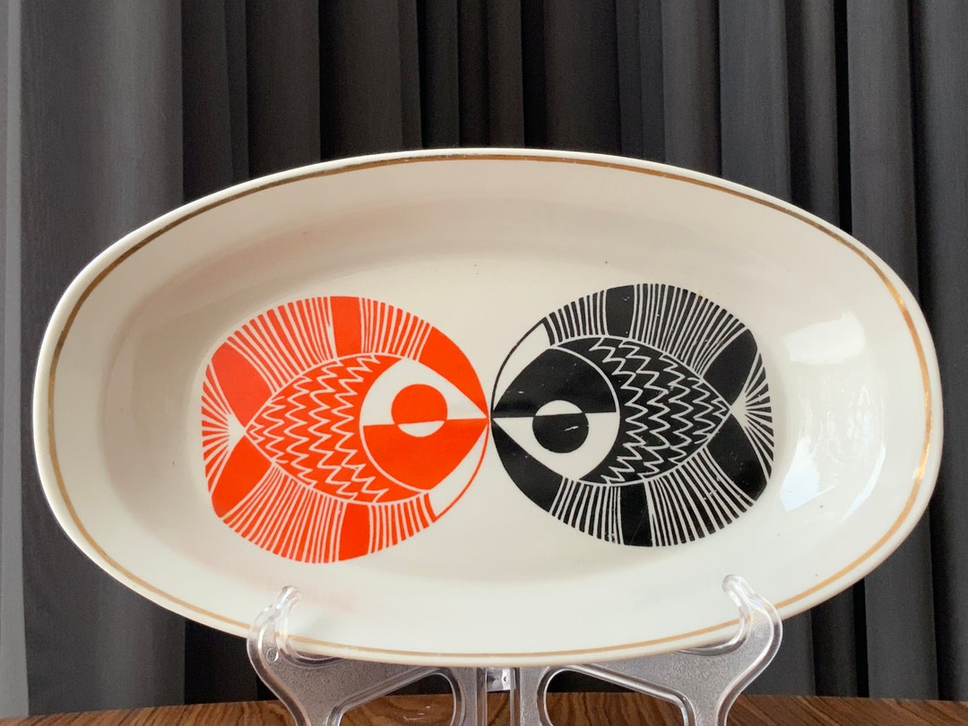 Deep Decorative Serving Tray Fish Serving Bowl Large Oval Plate With ...