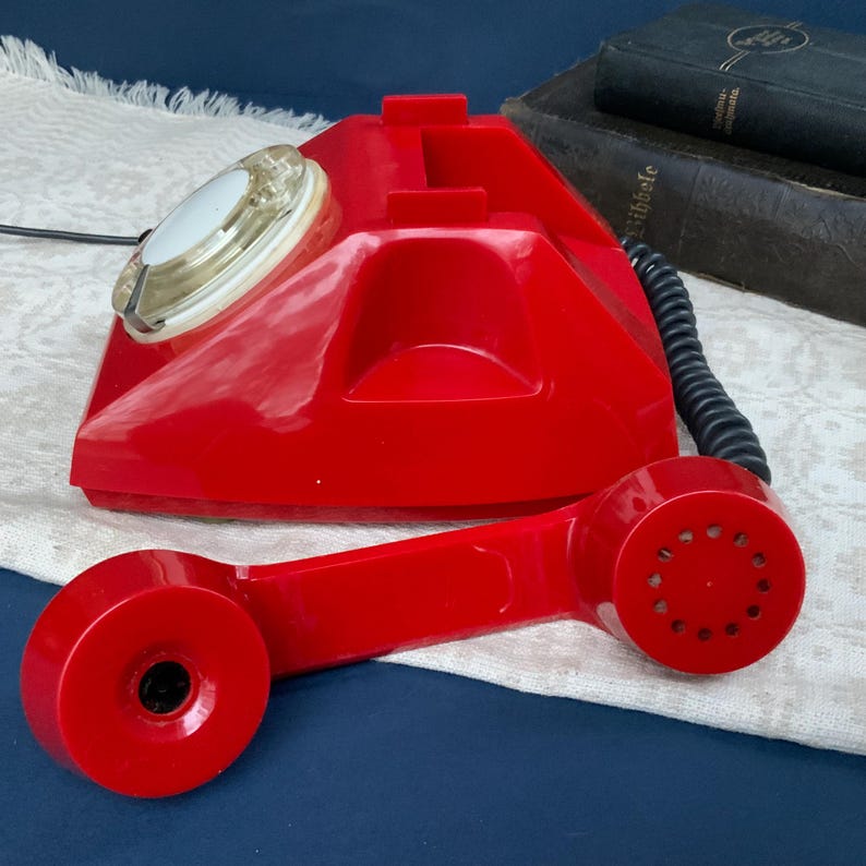 Vintage Red Rotary Phone From the USSR, Mid-century Decor, 1980s VEF TA ...