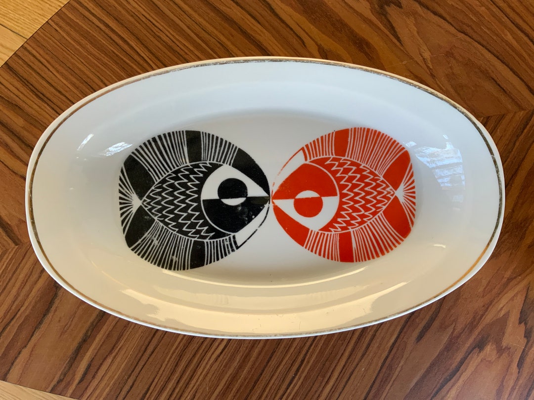Deep Decorative Serving Tray Fish Serving Bowl Large Oval Plate With ...