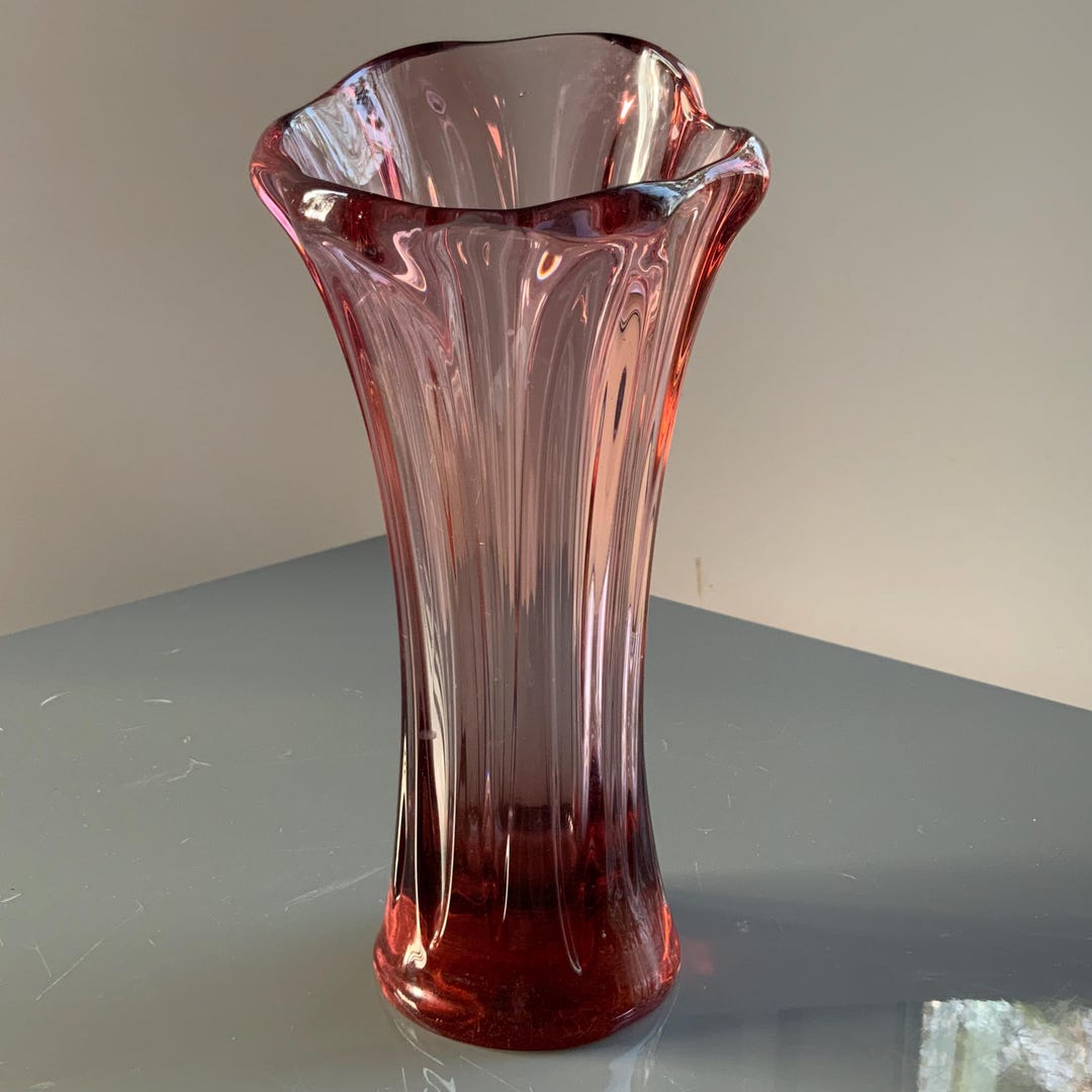 Hand Blown, Heavy Pink Color Glass Vase, 10.6in Tall (# 560 ) - Etsy