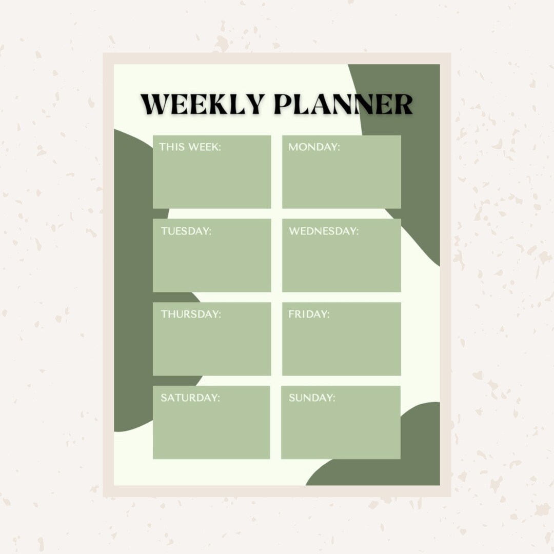 Weekly Planning Page // Printable // Weekly to Do List // Digital ...
