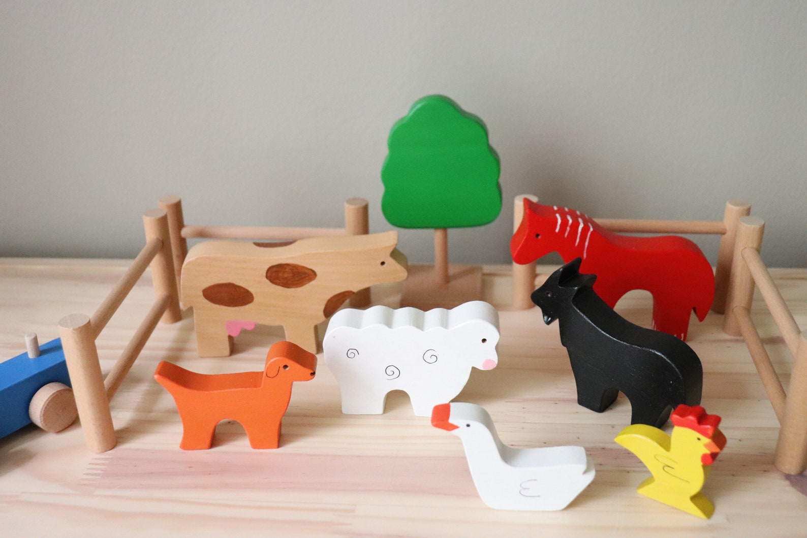 Wooden Farm Animals Play Set - Etsy