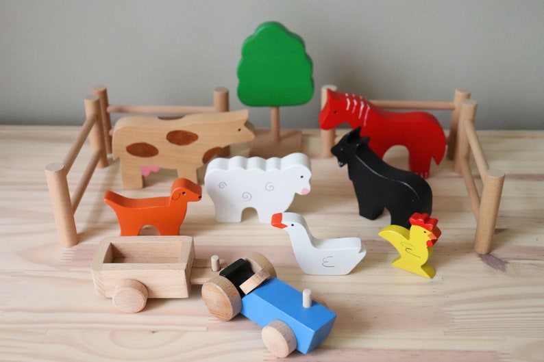 Wooden Farm Animals Play Set - Etsy