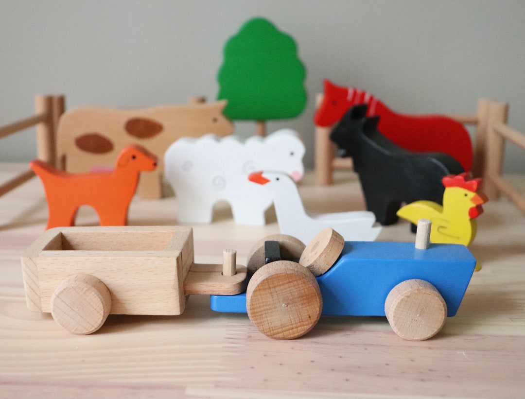 Wooden Farm Animals Play Set - Etsy