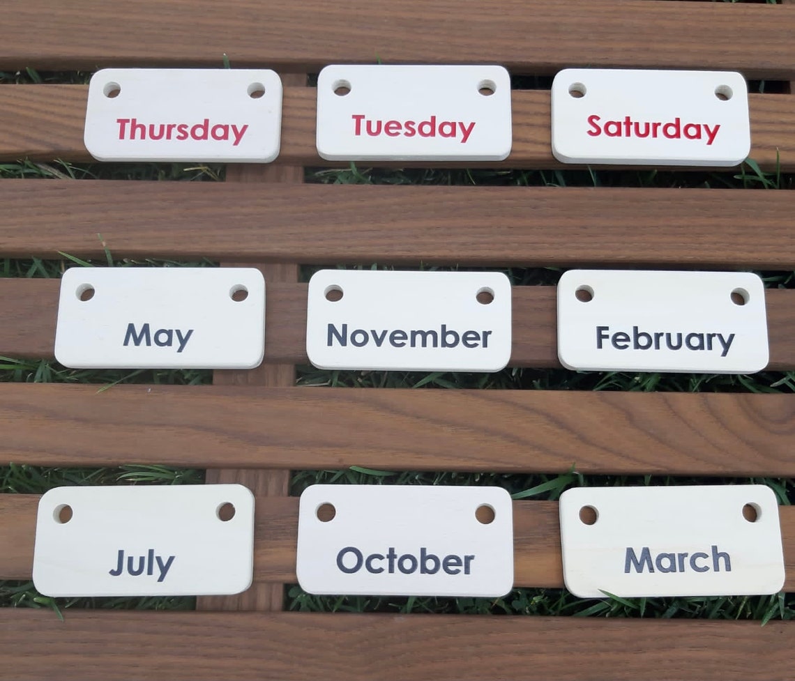 Wooden Calendar / English Calendar - Etsy