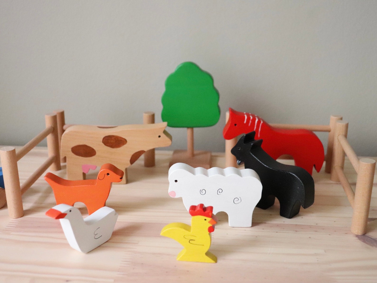 Wooden Farm Animals Play Set - Etsy