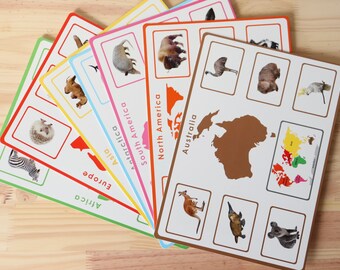 Continents Animals - Etsy