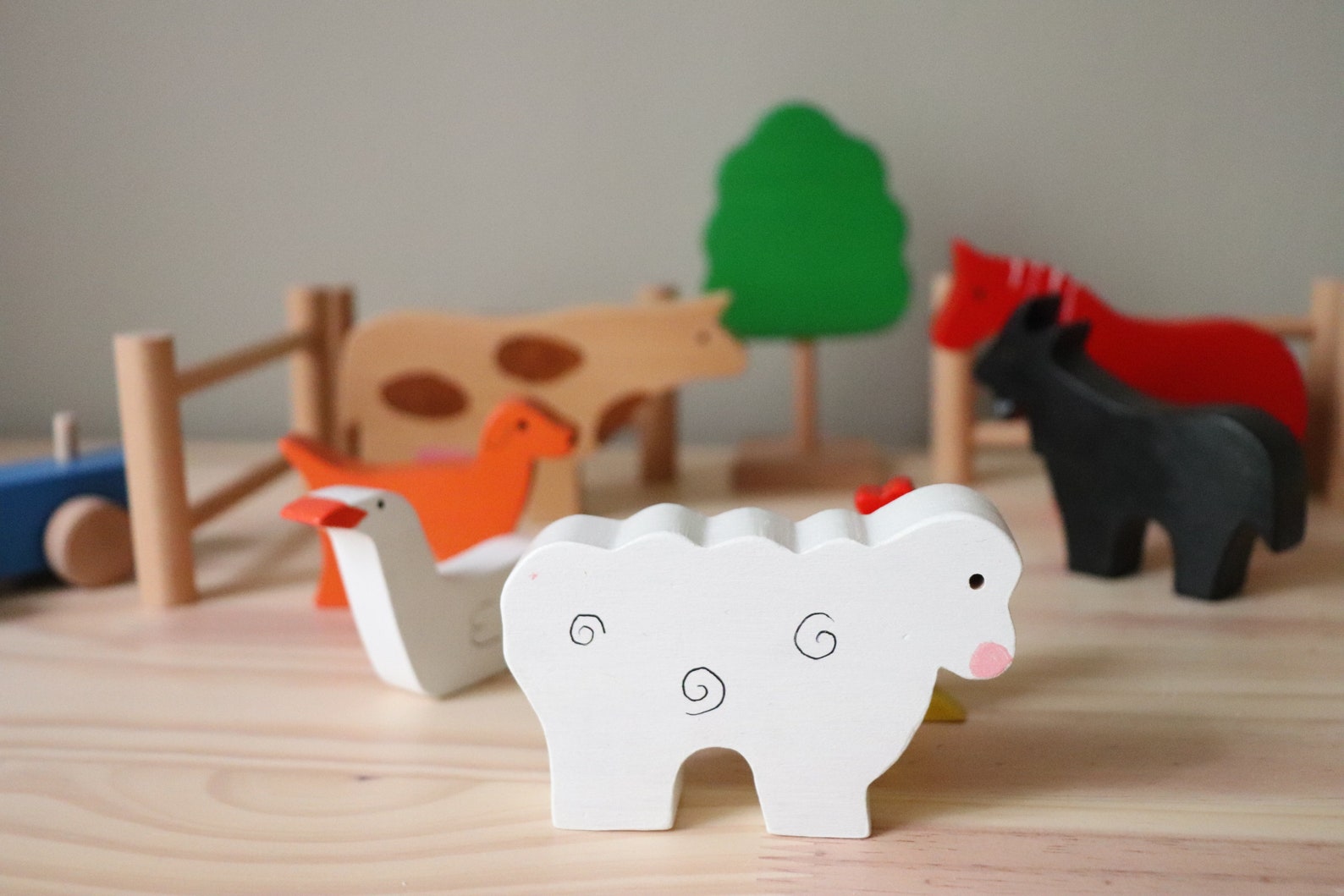 Wooden Farm Animals Play Set - Etsy