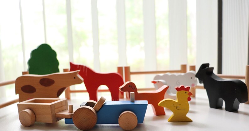 Wooden Farm Animals Play Set - Etsy