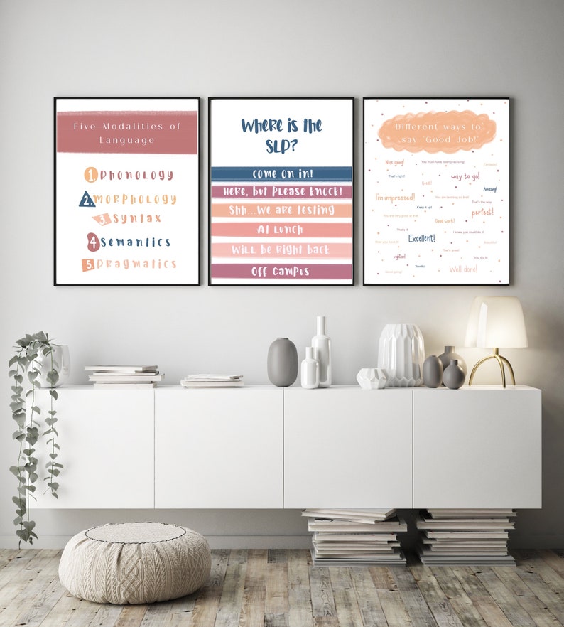 Bundle of 5 Speech Pathology Posters, Digital Slp Poster, Door Sign ...