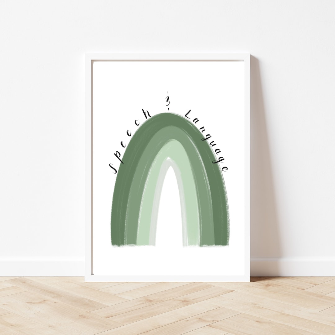 Green Speech Therapy Rainbow Poster, Speech Decor, Printable Digital ...