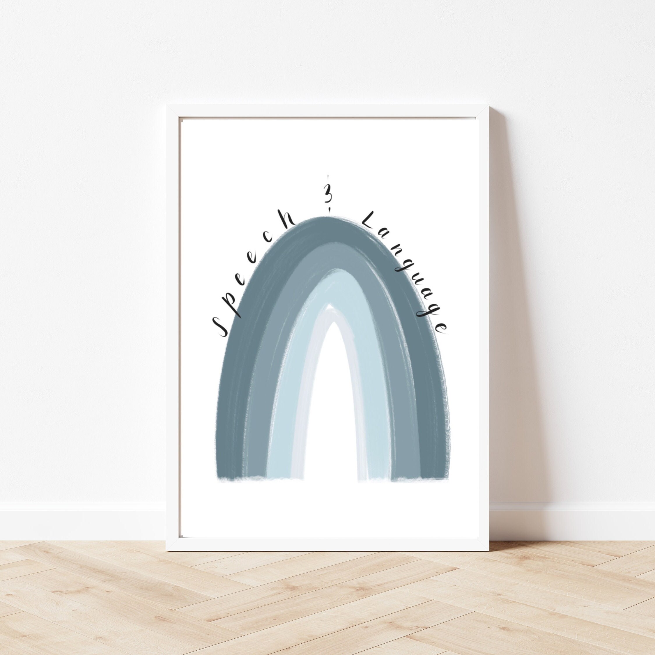 Blue Speech Therapy Rainbow Poster, Speech Decor, Printable Digital ...