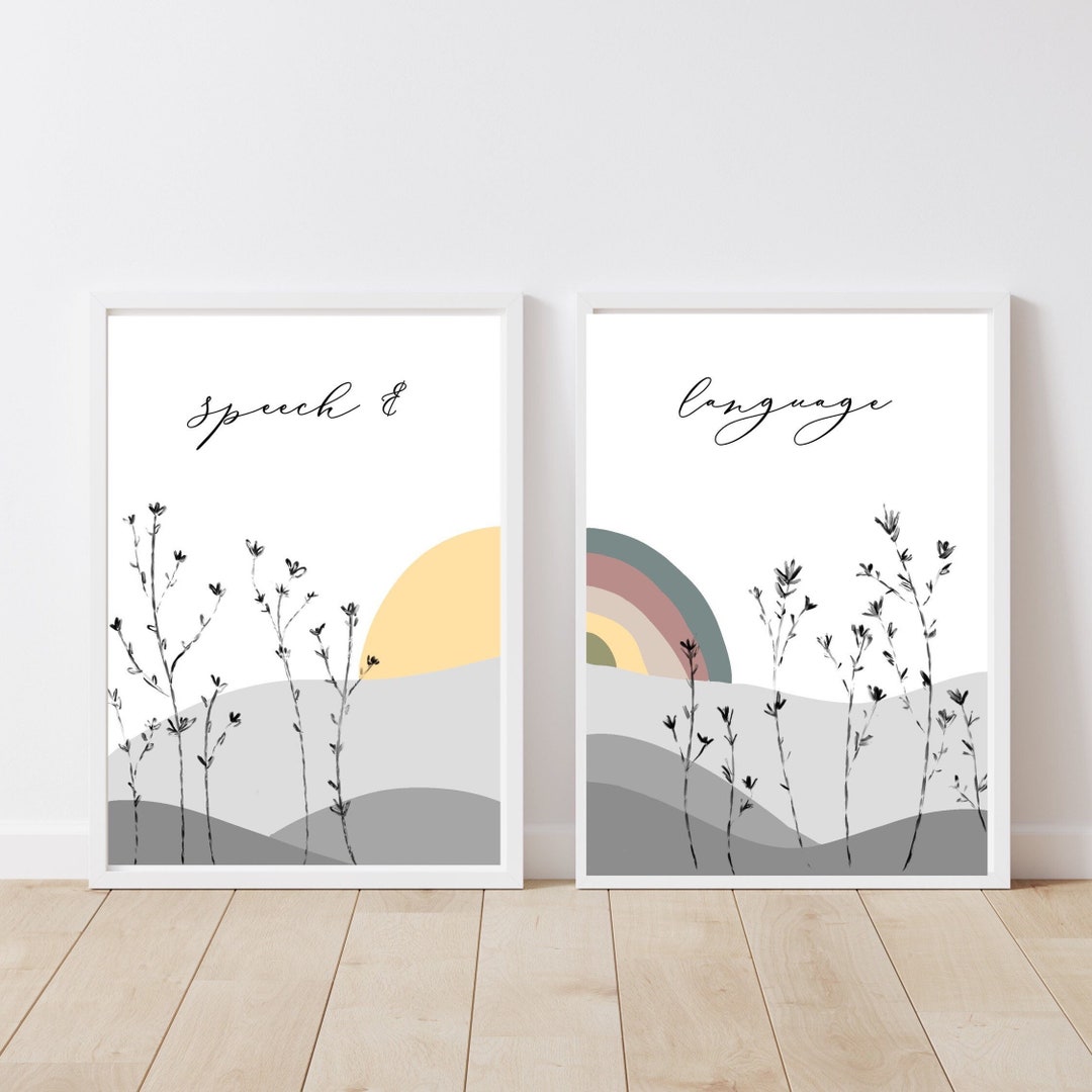 Speech and Language Sun and Rainbow Poster, Gray Hills, Therapy Room ...