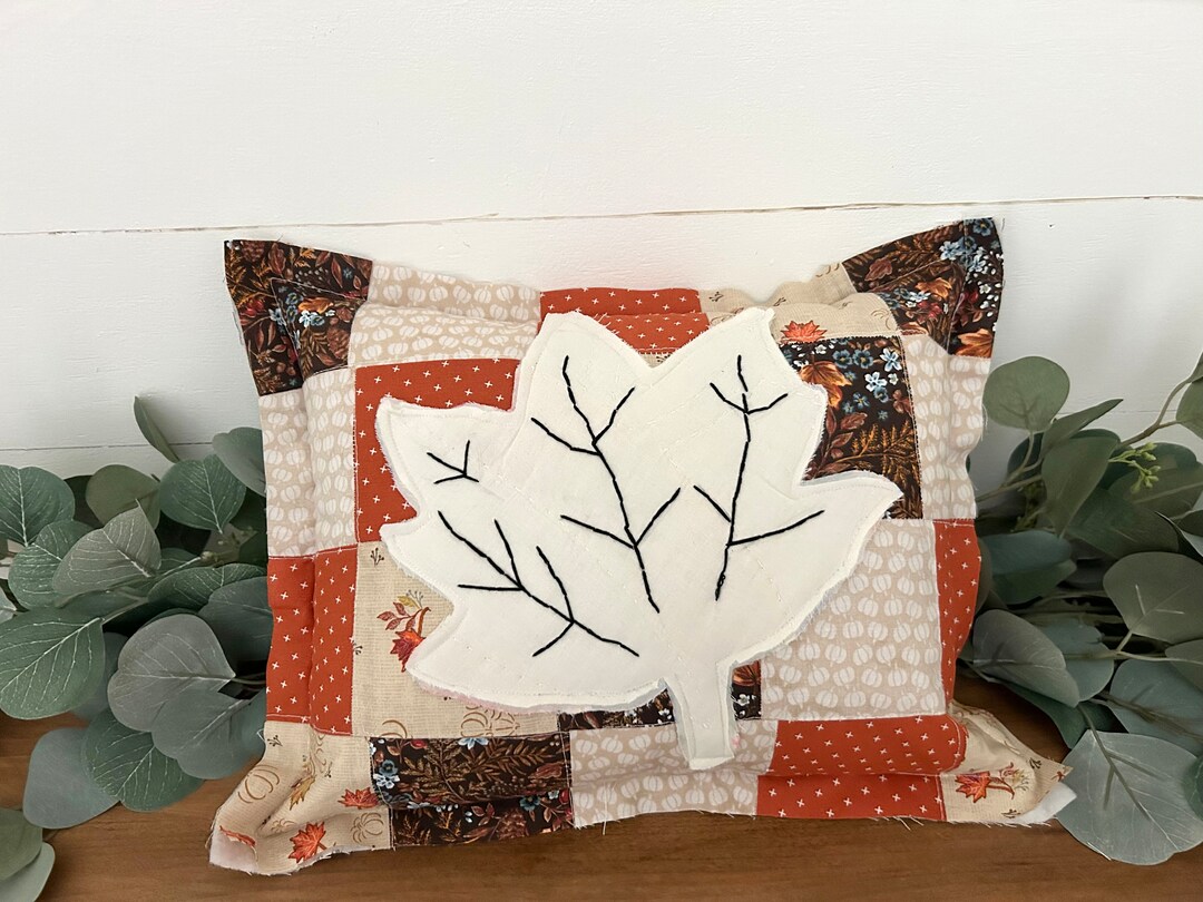 Vintage Quilt Pillow Antique Farmhouse Cottage Decor Patchwork Fall ...