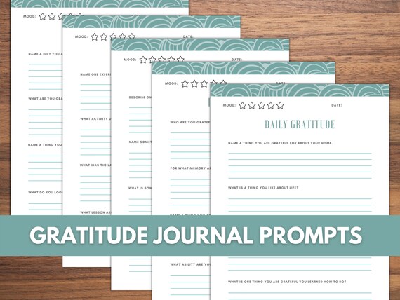 Mental Health Template Gratitude Journal Prompts Printable | Etsy