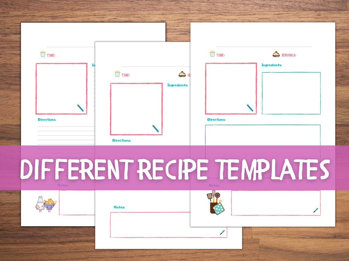 Cookbook Template | Kids Recipe Book With Stickers | Printable Kids ...