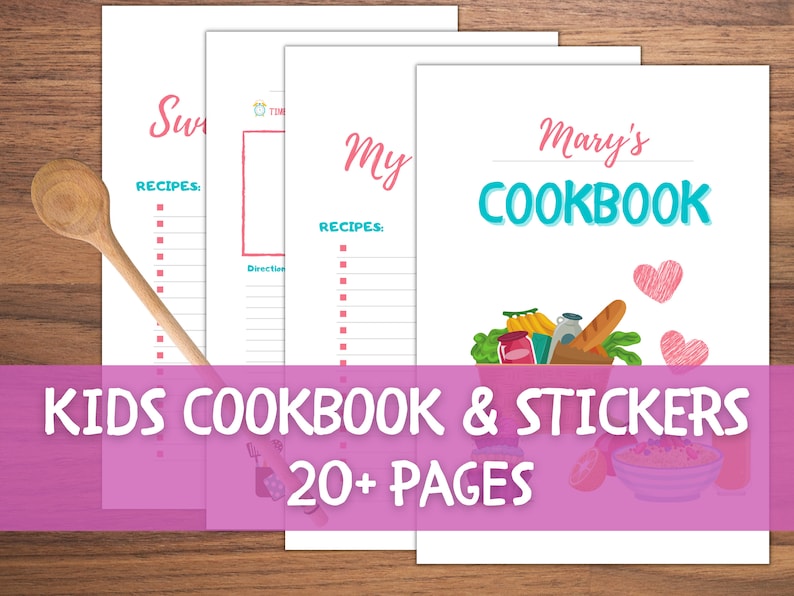 Cookbook Template | Kids Recipe Book With Stickers | Printable Kids ...