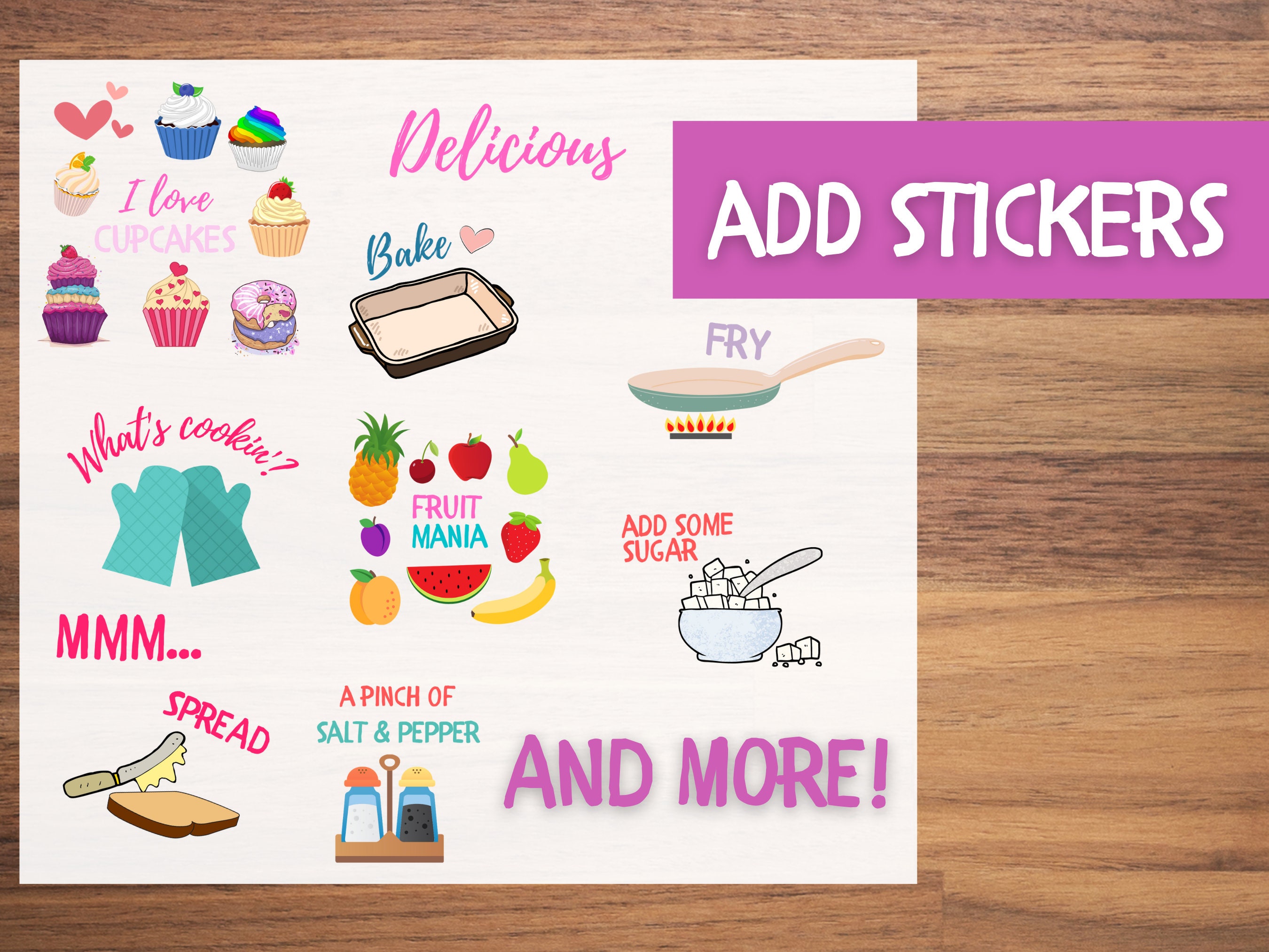 Cookbook Template | Kids Recipe Book With Stickers | Printable Kids ...