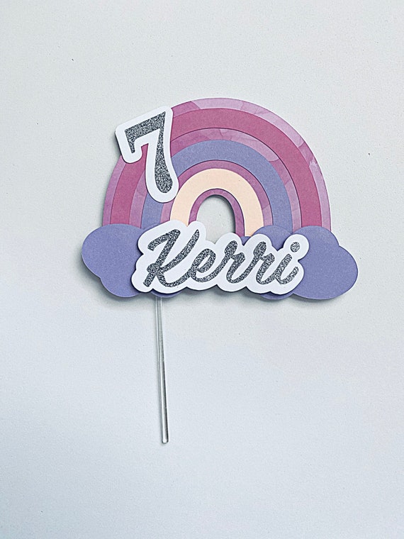 Personalized Rainbow Themed Cake Topper - Etsy