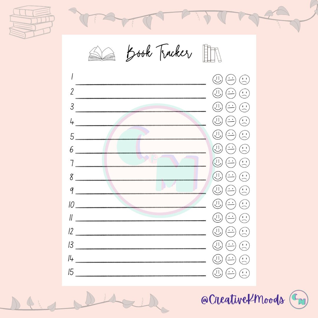 Book Tracker Printable Reading Tracker Printable, Reading Tracker, Book ...