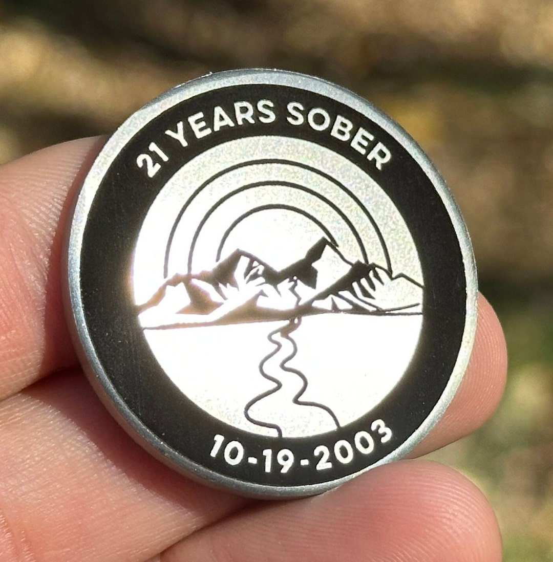 Custom mountain Nature Scene Personalizable Silver Sobriety Coin Any ...