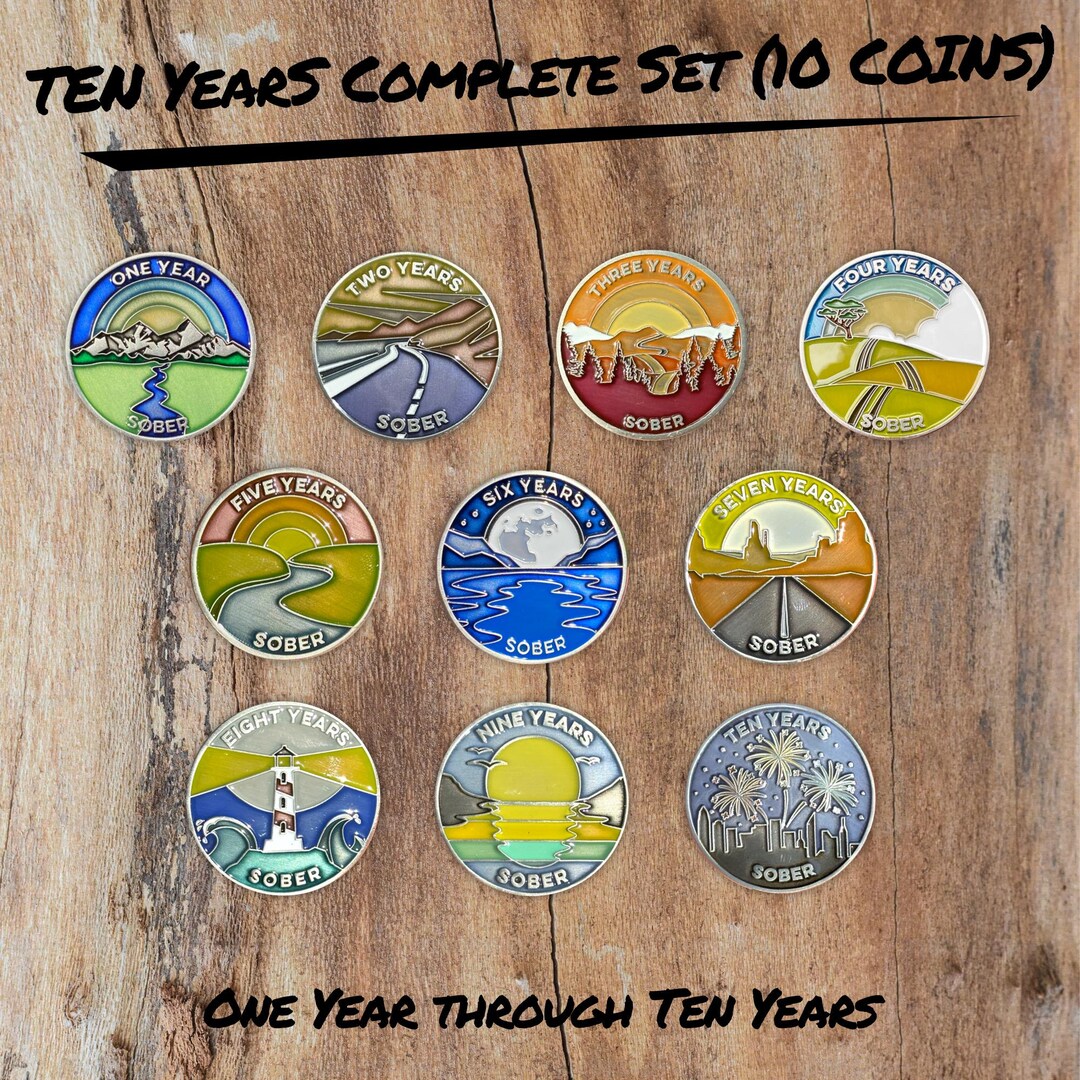 Ten Years Sober Complete Set: 10 Coins Total - Etsy