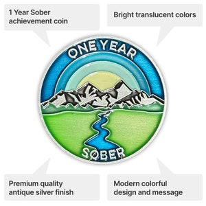 One Year Sober Sobriety Coin - Etsy