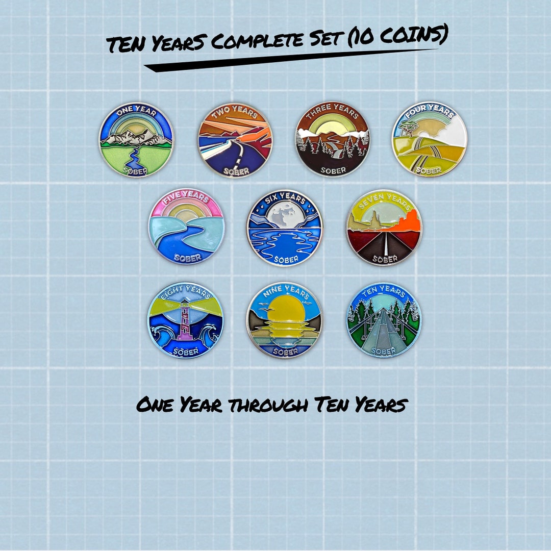Ten Years Sober Complete Set: 10 Coins Total - Etsy