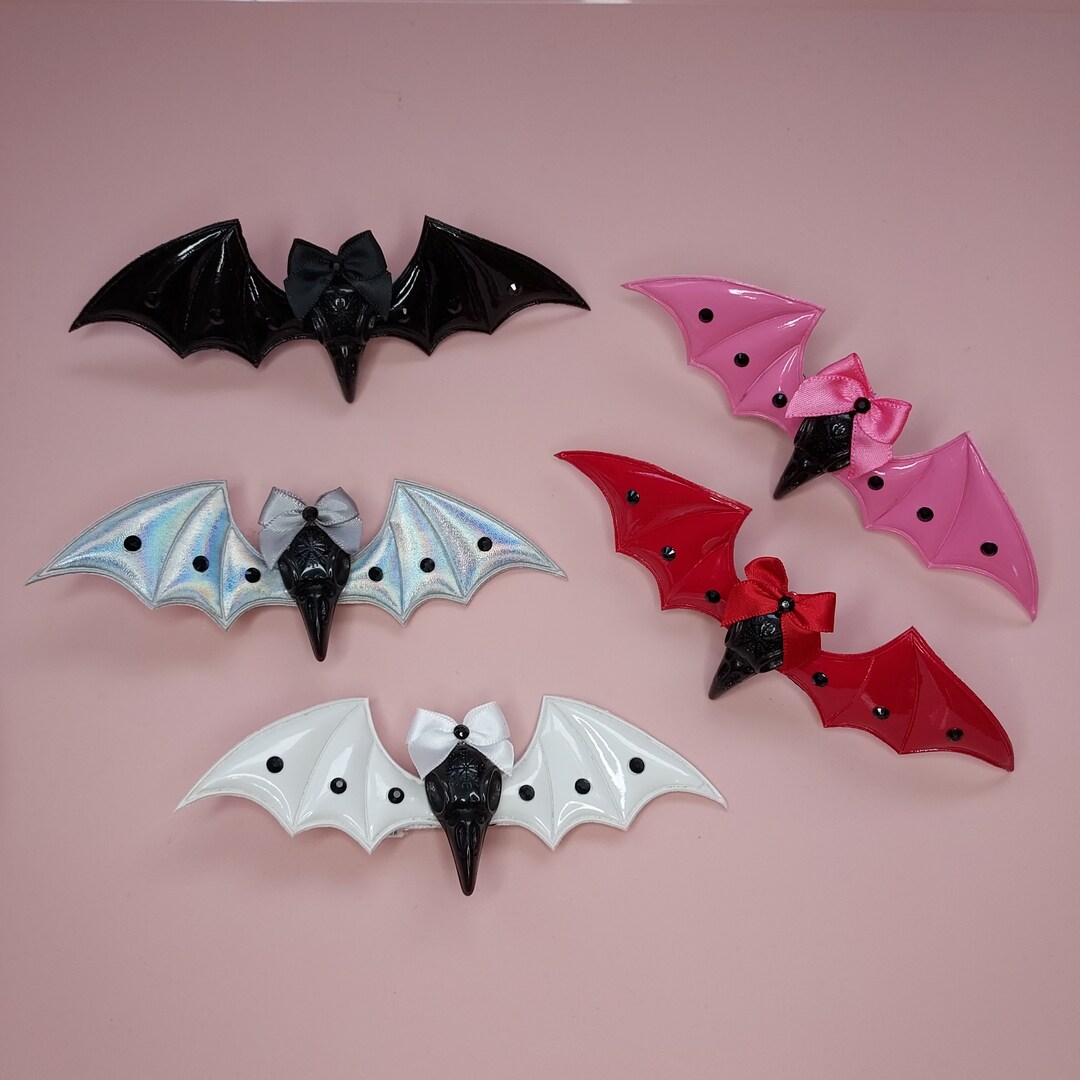 Bat Wing Bird Skull Rhinestone Hair Clips - Goth - Halloween - Bats ...
