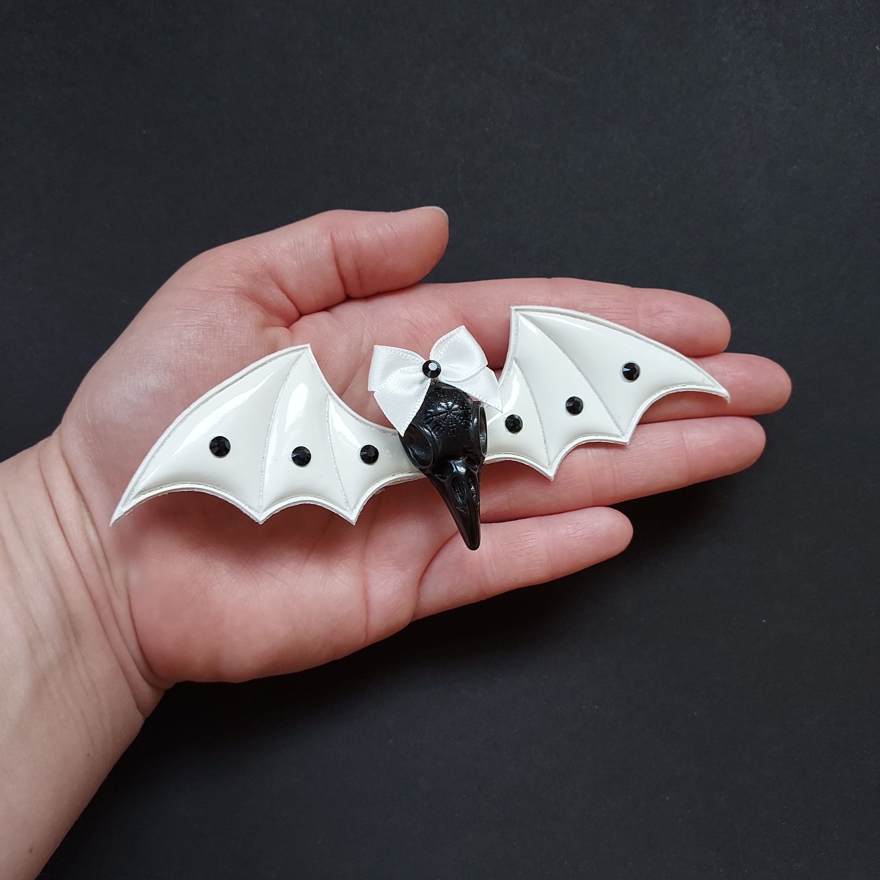 Bat Wing Bird Skull Rhinestone Hair Clips - Goth - Halloween - Bats ...