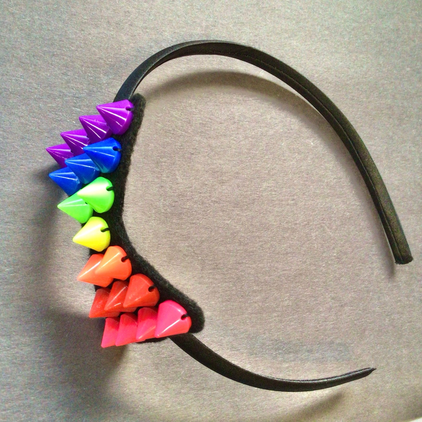 Rainbow Spike Headband Multicolored Punk Spikes Bow - Etsy