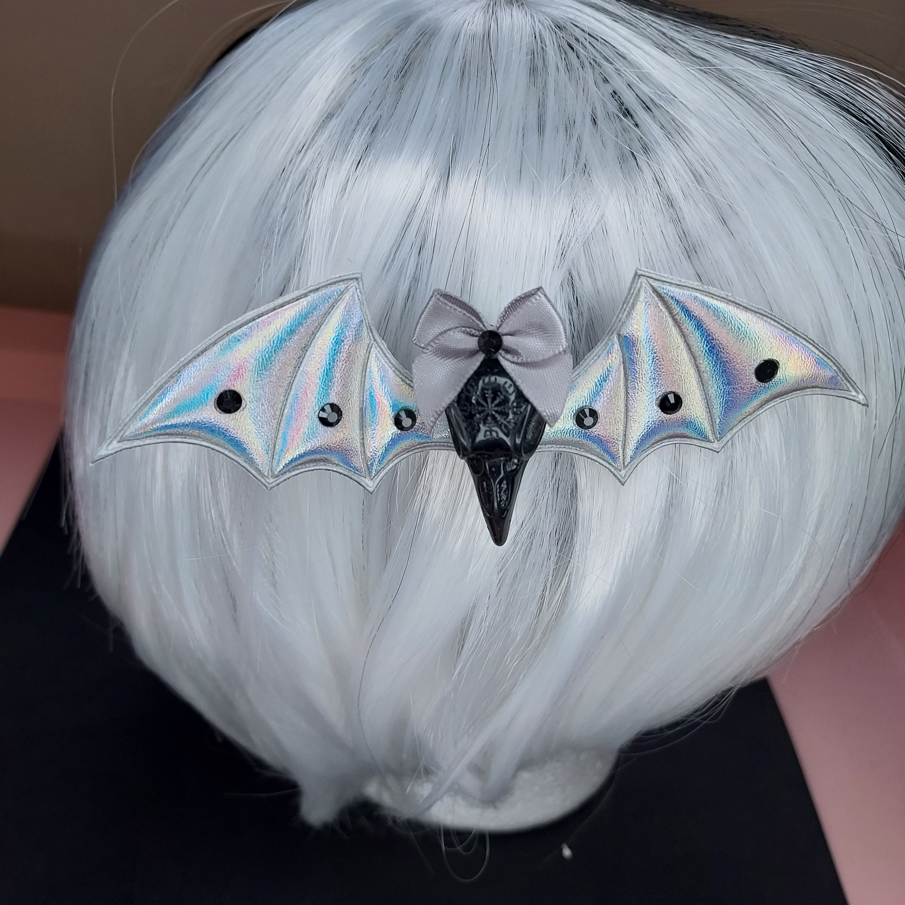 Bat Wing Bird Skull Rhinestone Hair Clips Goth Halloween - Etsy