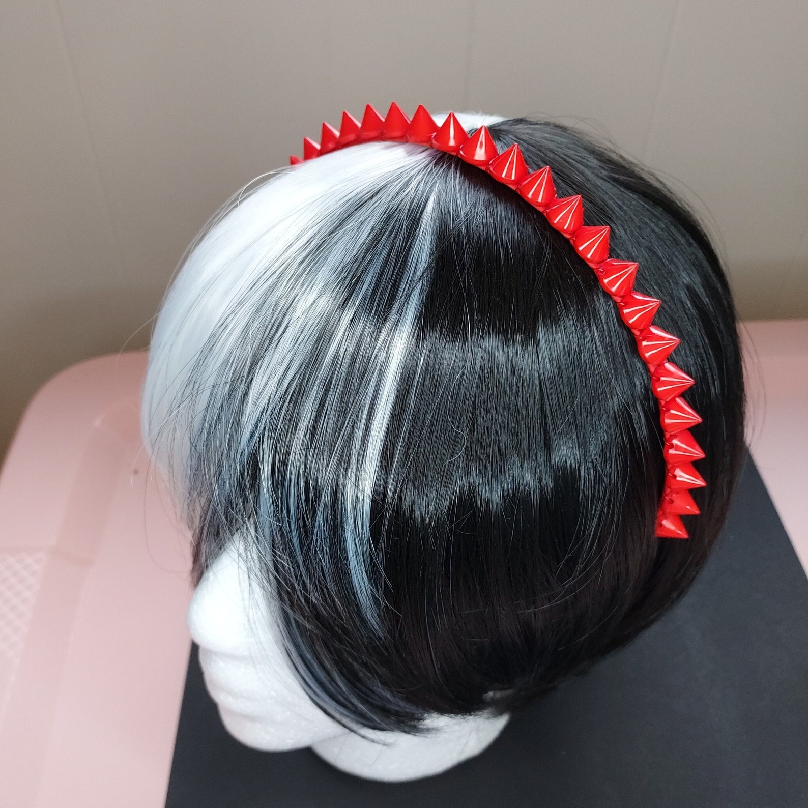 Spiked Headband - Choose Red or Jade Green Spikes - Punk / Metal / Goth ...