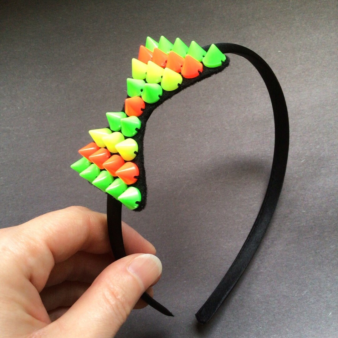 Neon Spikes Headband - Lime Green, Yellow, Orange Spiked Punk / Raver ...