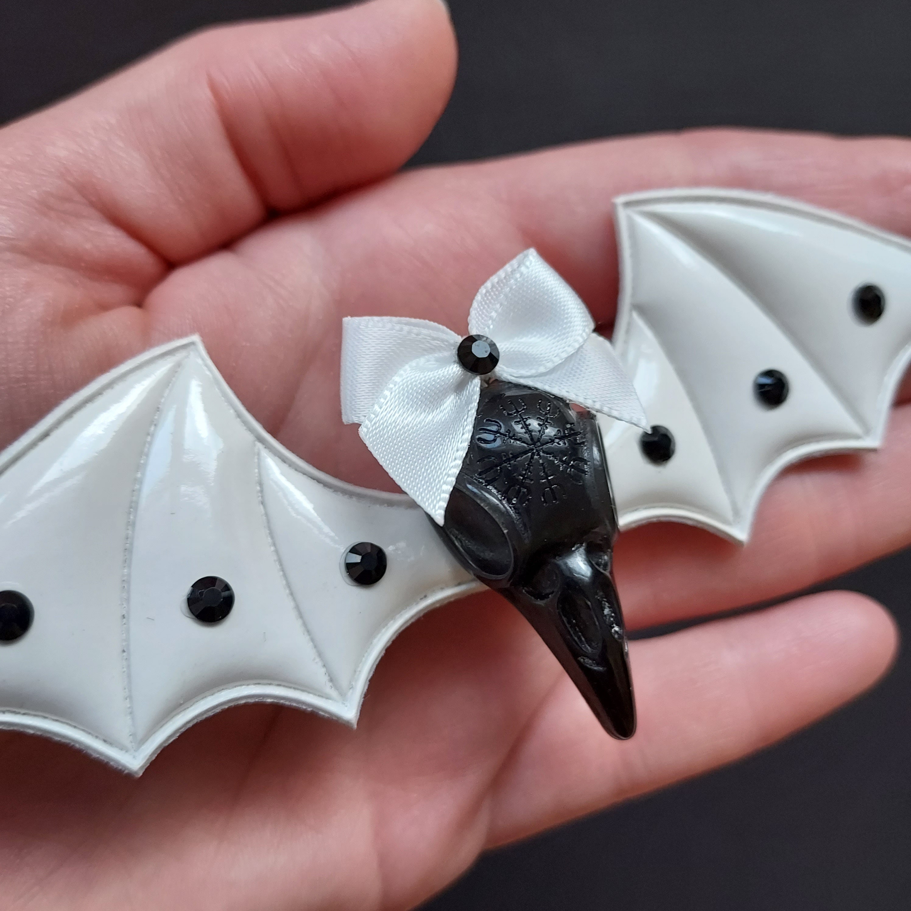 Bat Wing Bird Skull Rhinestone Hair Clips Goth Halloween - Etsy