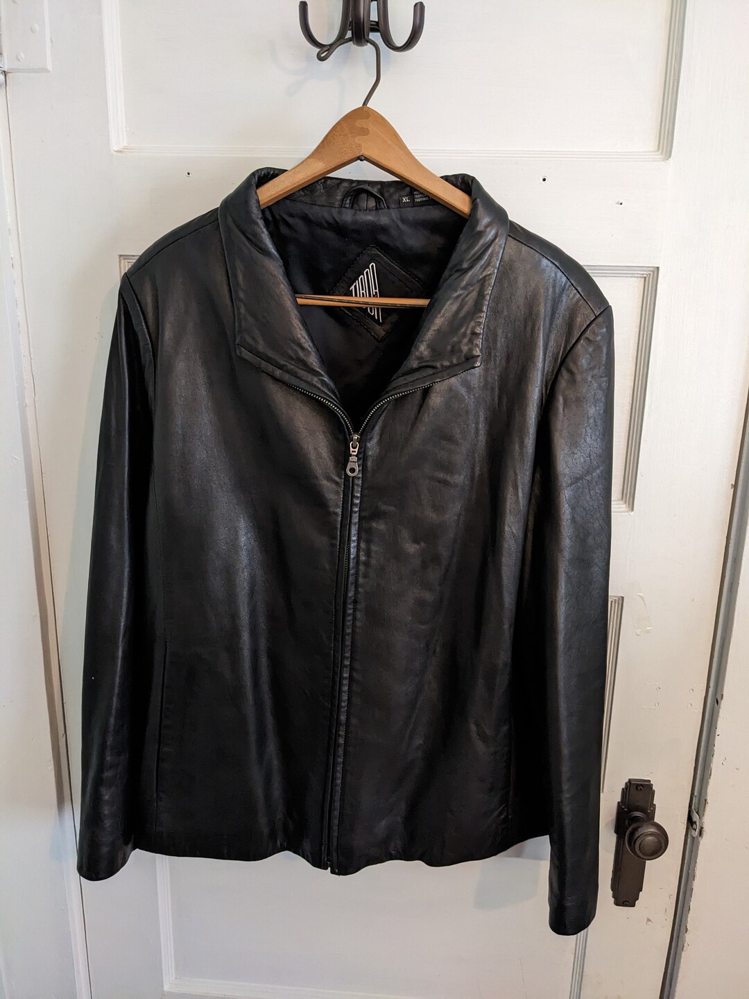 1990s Women's Leather Jacket Size XL - Etsy