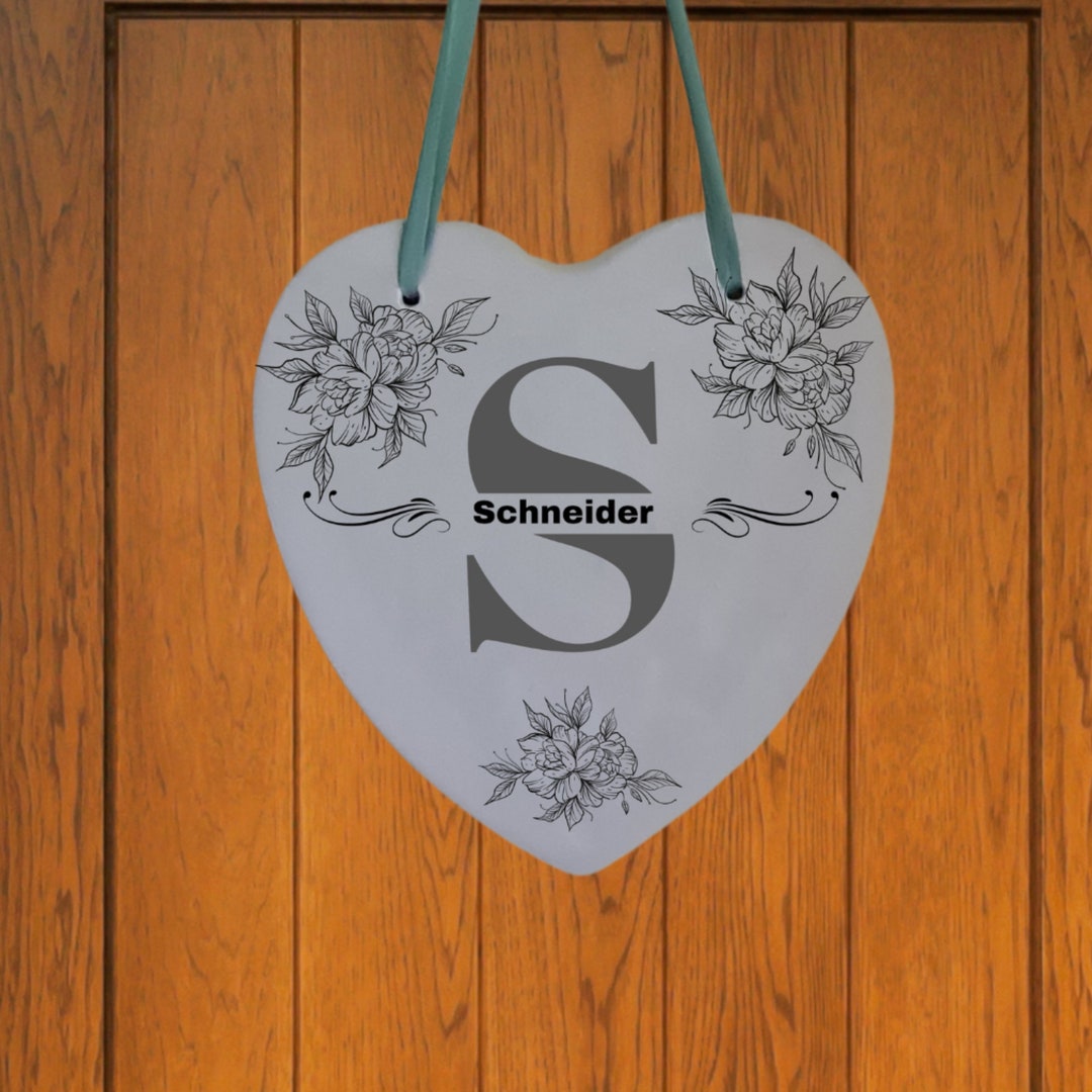 Large Door Sign Personalized Heart, Door Sign With Your Name, Door Sign ...